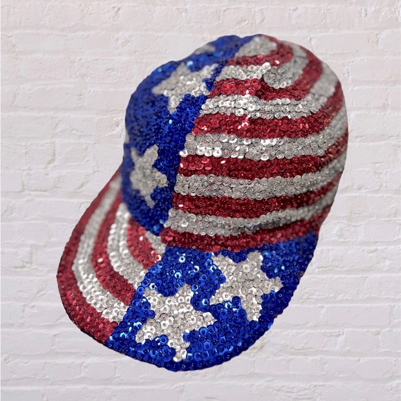 Vintage | Accessories | Vintage Sequin Red White Blue American Usa Flag ...